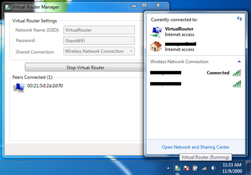 Virtual Router turns Windows 7 into WiFi hotspot